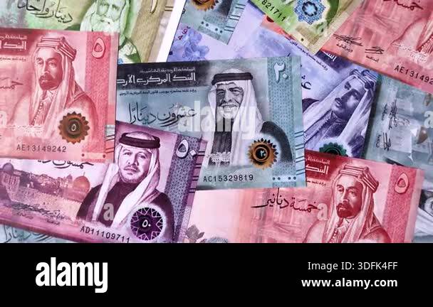 Jordan money, the Jordanian dinar currency, banknotes of various ...