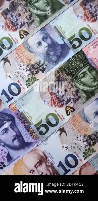 Georgia money, the georgian lari currency, banknotes of various ...