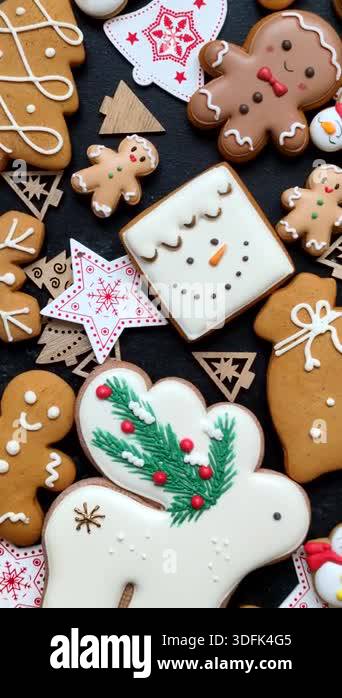 Christmas gingerbread cookies, sweet winter ginger cookies with ...