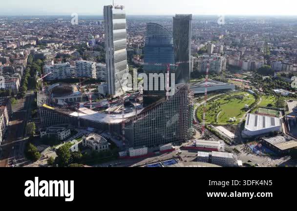 Milan, Lombardy, Italy, September, 6, 2025: Aerial view of central ...