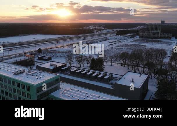 Aerial video of a modern data center at High Tech Campus Eindhoven in ...