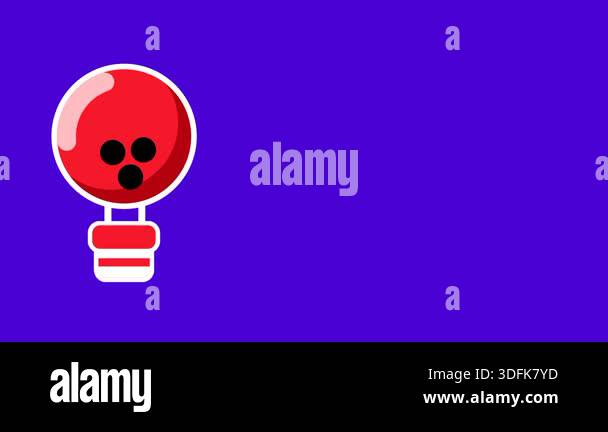 The image depicts a red bowling ball attached to a small hot air ...