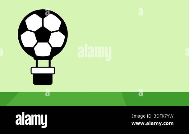 A black and white soccer ball is transformed into a hot air balloon ...
