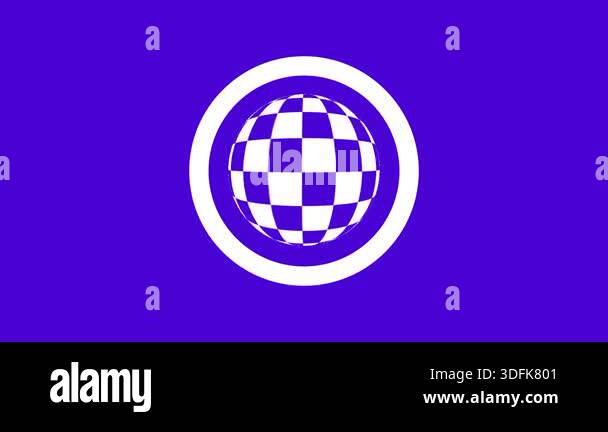 A circular emblem with a purple and white checkered pattern is centered ...