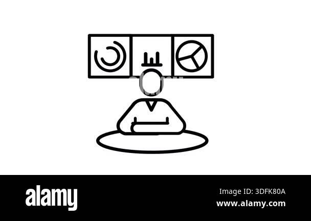 A person sits at a command desk facing a large display filled with ...