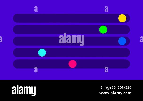Colorful dots in yellow green blue and pink are arranged on horizontal ...
