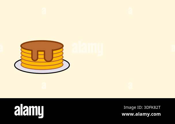 A delicious stack of three golden brown pancakes sits on a white plate and is topped with a ...