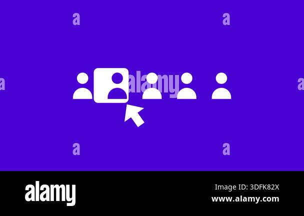 A white cursor arrow clicks on a specific person icon within a row of ...