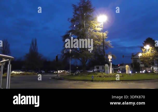 Huge Christmas tree with sparkling stars on a traffic circle Stock ...