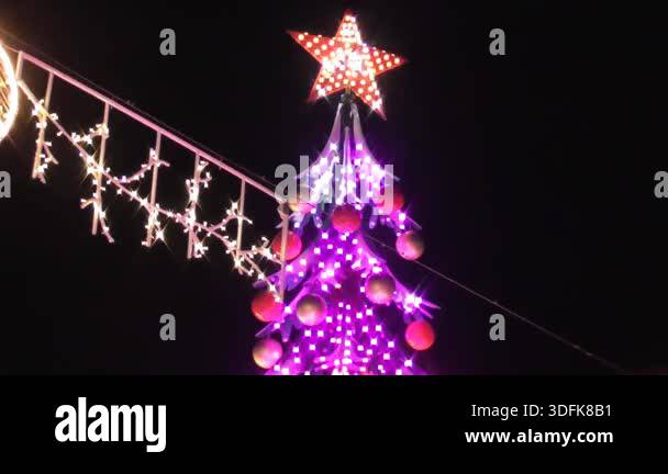pink and purple turning Christmas tree Stock Video Footage - Alamy
