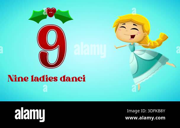 The 12 Days Of Christmas. 9th Day. Nine Ladies Dancing. 4K Animation ...