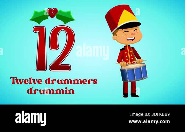 The 12 Days Of Christmas. 12th Day. Twelve Drummers Drumming. 4K ...