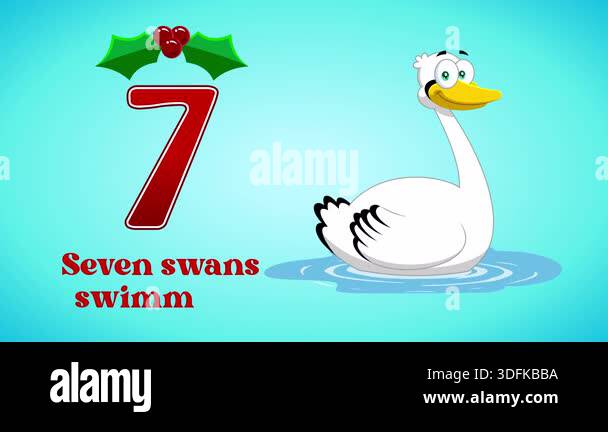 The 12 Days Of Christmas. 7th Day. Seven Swans Swimming. 4K Animation ...