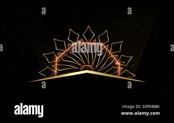 Animation of Luxury mandala background with octagonal frame in fire ...