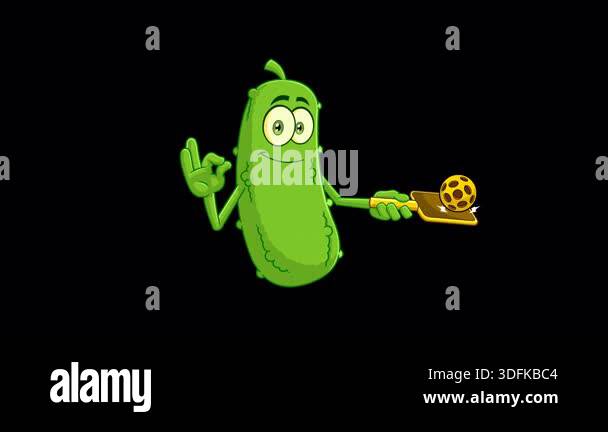 Cartoon pickle character holding spatula Stock Video Footage - Alamy