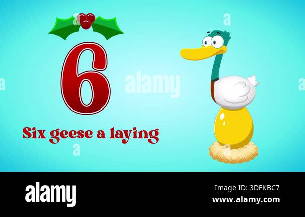 The 12 Days Of Christmas. 6th Day. Six Geese A Laying. 4K Animation ...