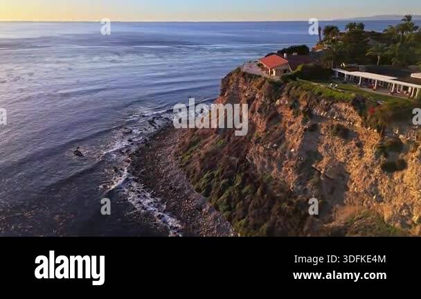 Aerial orbit shot of breathtaking Palos Verdes coastline near the sight ...