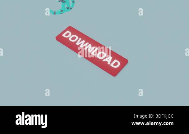 3D Animation of Robotic Hand Pressing Download Button Stock Video ...