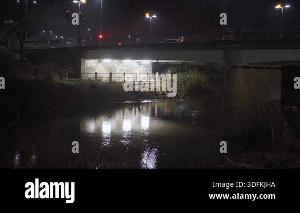 Silent Water Beneath Bright City Bridge, Reflective River Surface Under ...