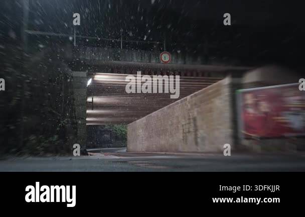 Desolate Winter Tunnel Illuminated, Isolated Concrete Corridor ...
