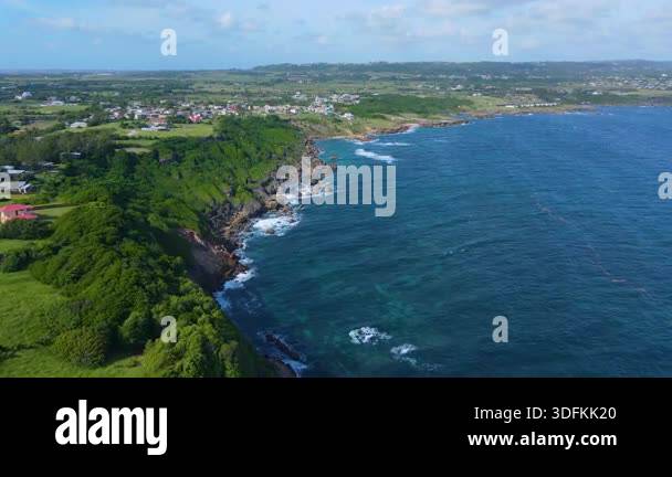 Spring Bay aerial view at Ragged Point in historic village of Marley ...
