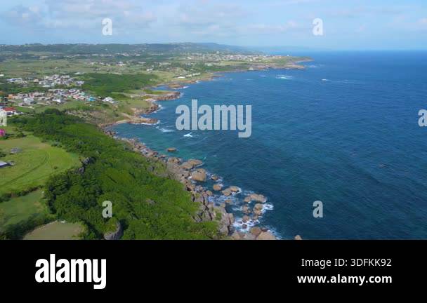 Spring Bay aerial view at Ragged Point in historic village of Marley ...
