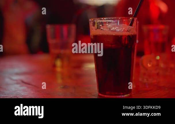 Vibrant Glow Scene, Colorful Drink With Lively Ambiance, Neon ...