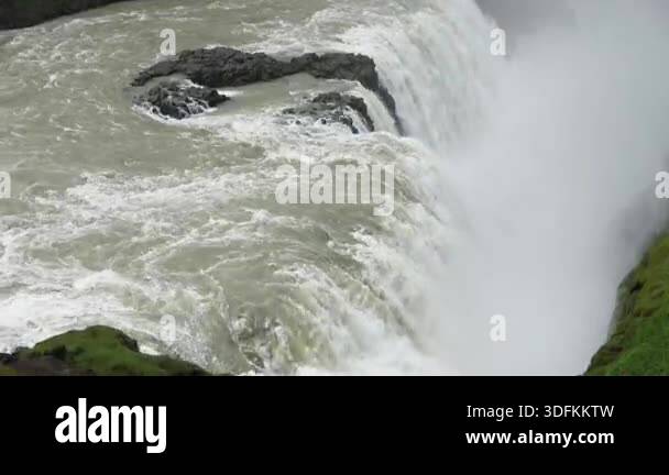 Stunning view of the powerful Gullfoss waterfall, a famous Icelandic ...