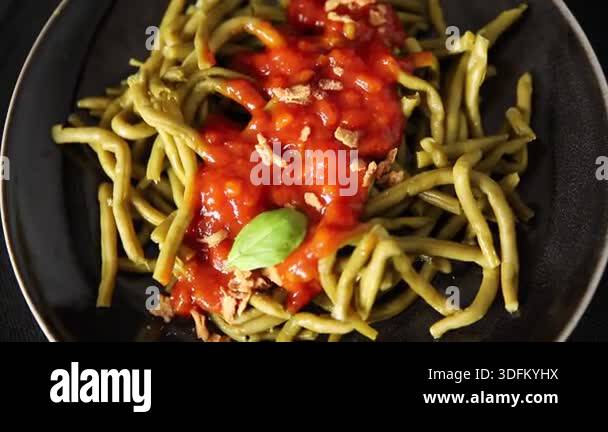 Green string beans tomato sauce main course natural food product ...