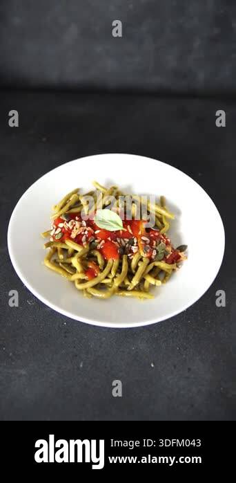 Green string beans tomato sauce main course natural food product ...