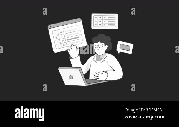 Spreadsheets 2D Motion Graphics Animation Alpha channel Stock Video ...