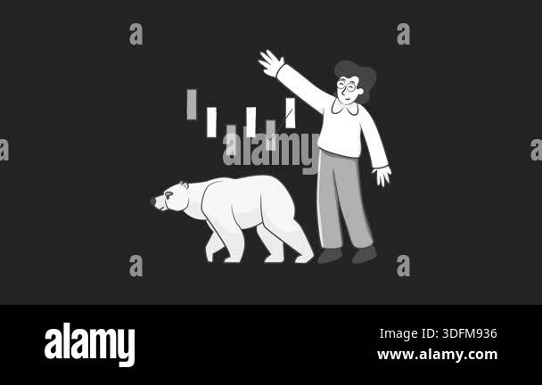Bear Market 2D Motion Graphics Animation Alpha channel Stock Video ...