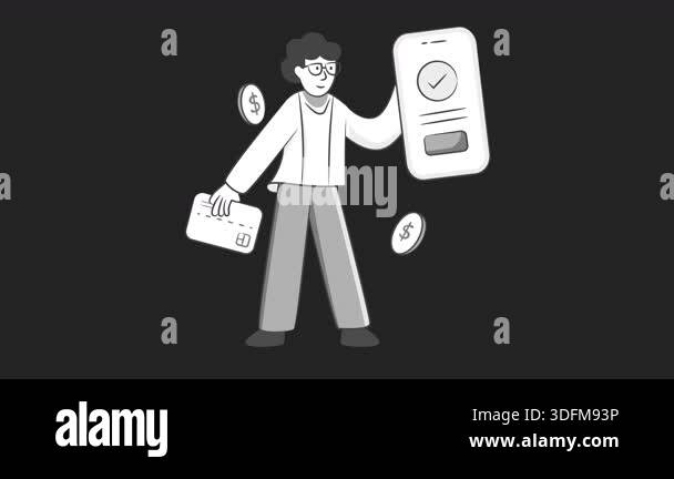Online Payment 2D Motion Graphics Animation Alpha channel Stock Video ...
