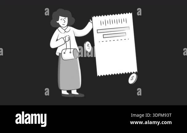 Receipt 2D Motion Graphics Animation Alpha channel Stock Video Footage ...
