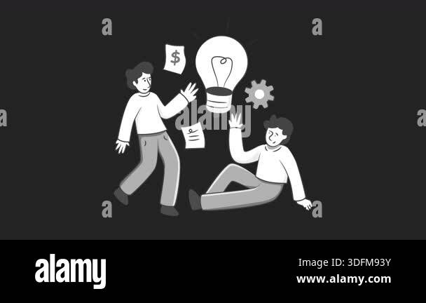 Brainstorming 2D Motion Graphics Animation Alpha channel Stock Video ...