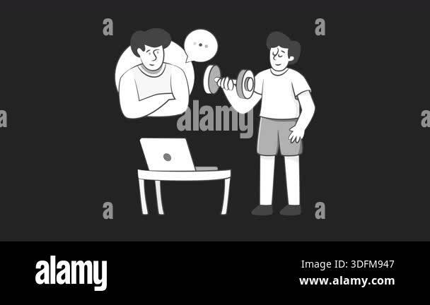 Personal Trainer 2D Motion Graphics Animation Alpha channel Stock Video ...