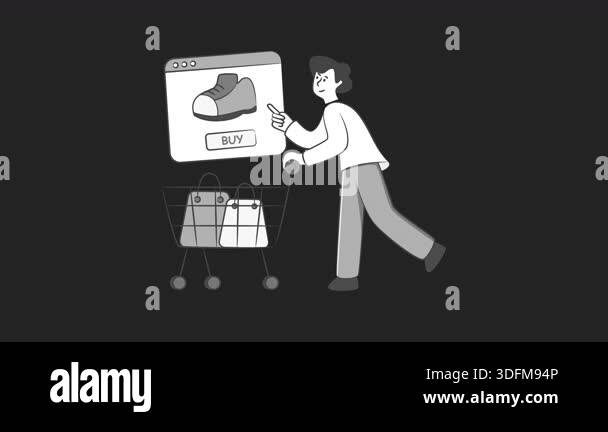 E Commerce 2D Motion Graphics Animation Alpha channel Stock Video ...