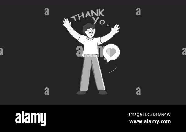 Thank You 2D Motion Graphics Animation Alpha channel Stock Video ...