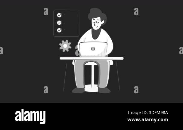 Business People With Laptop 2D Motion Graphics Animation Alpha channel ...