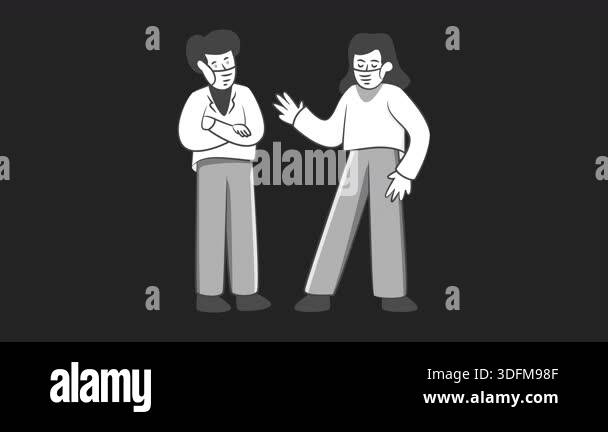 People Wearing A Mask 2D Motion Graphics Animation Alpha channel Stock ...