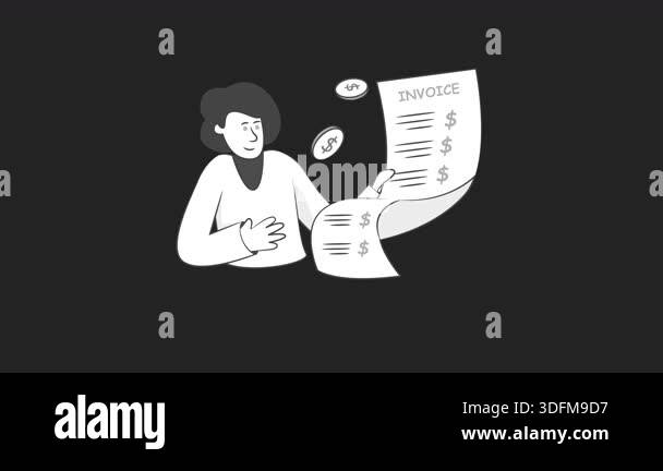 Printing Invoices 2D Motion Graphics Animation Alpha channel Stock ...