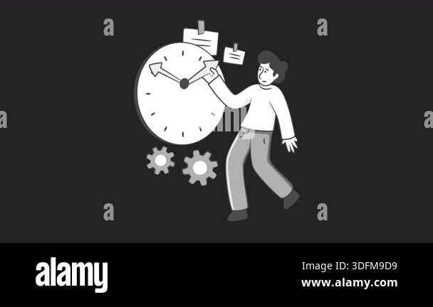 Time Management 2D Motion Graphics Animation Alpha channel Stock Video ...
