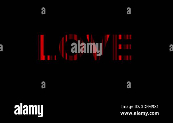 Love text with red curtain waves effect on plain black background Stock ...