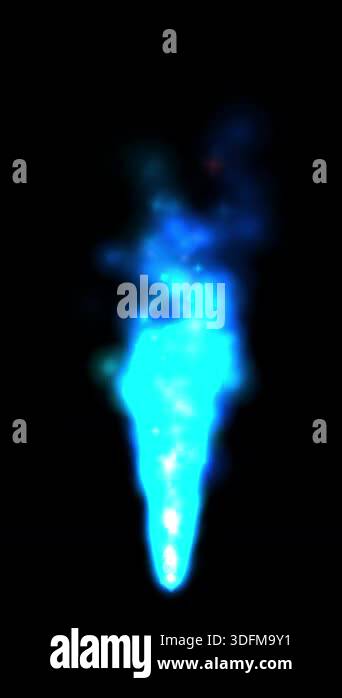 Blue power smoke stream motion graphics with plain black background ...