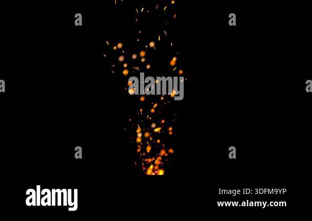 Rising fire sparks motion graphics with plain black background Stock ...