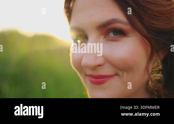 Closeup portrait happy joyful middle age adult woman looking at camera ...