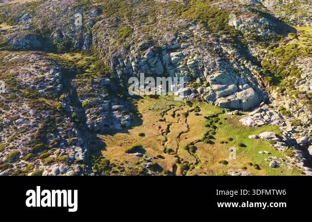 Serra da Estrela Mountains on Sunny Day. Rocks and Green Meadows ...