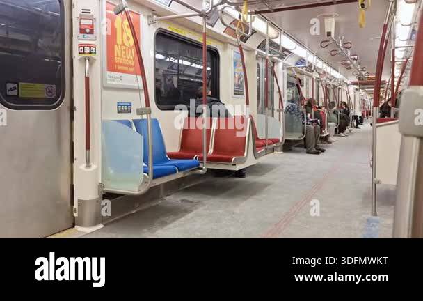 Toronto, ON, Canada - January 4, 2026: View from inside a subway car of ...