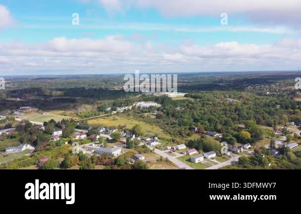Aerial drone footage of the town of Yarmouth which is a port town in ...