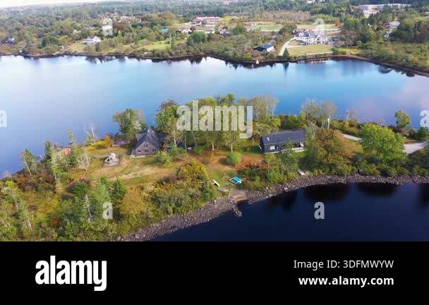 Aerial drone footage of the town of Yarmouth which is a port town in ...